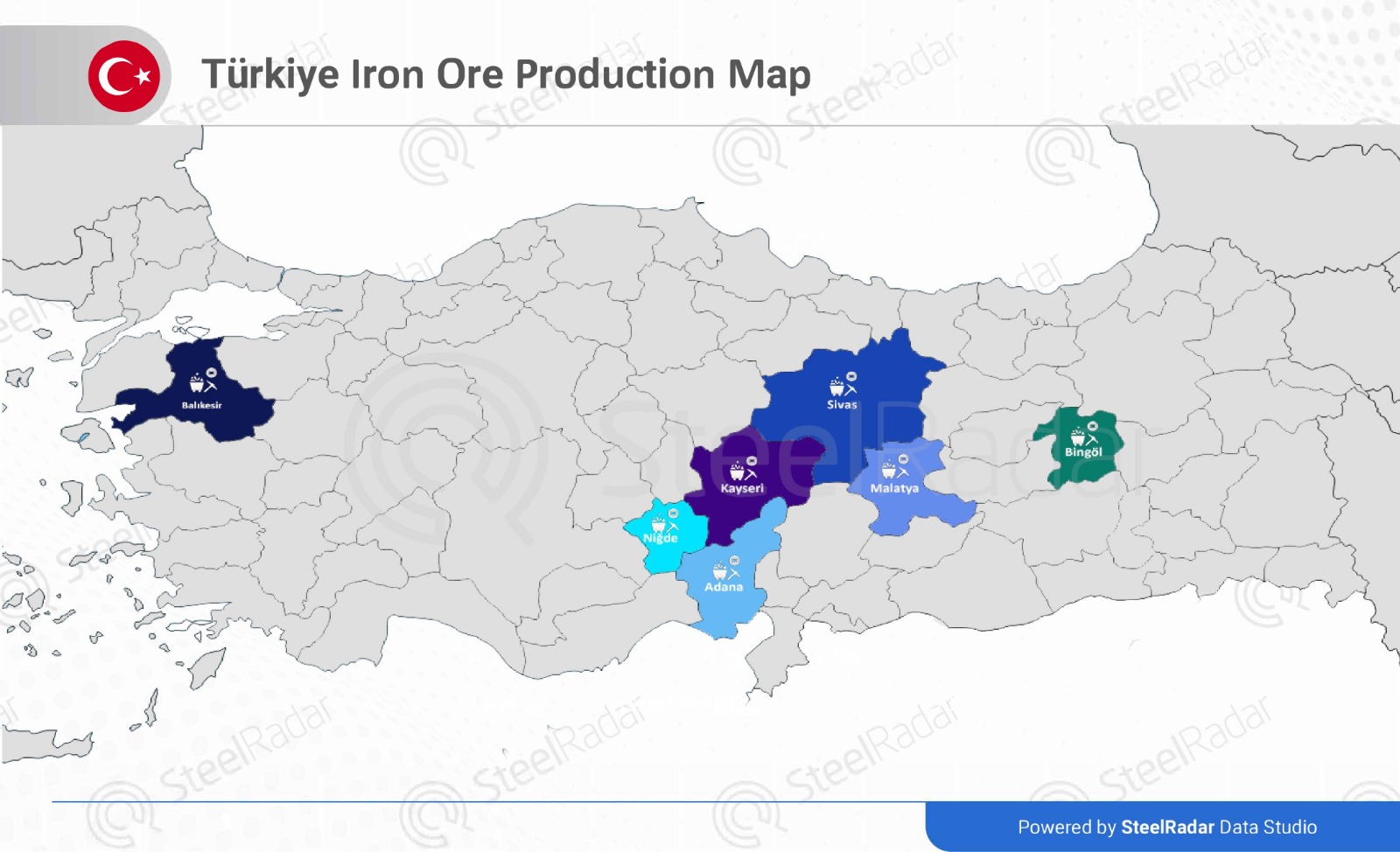 Major companies and regions in Türkiye's iron ore production